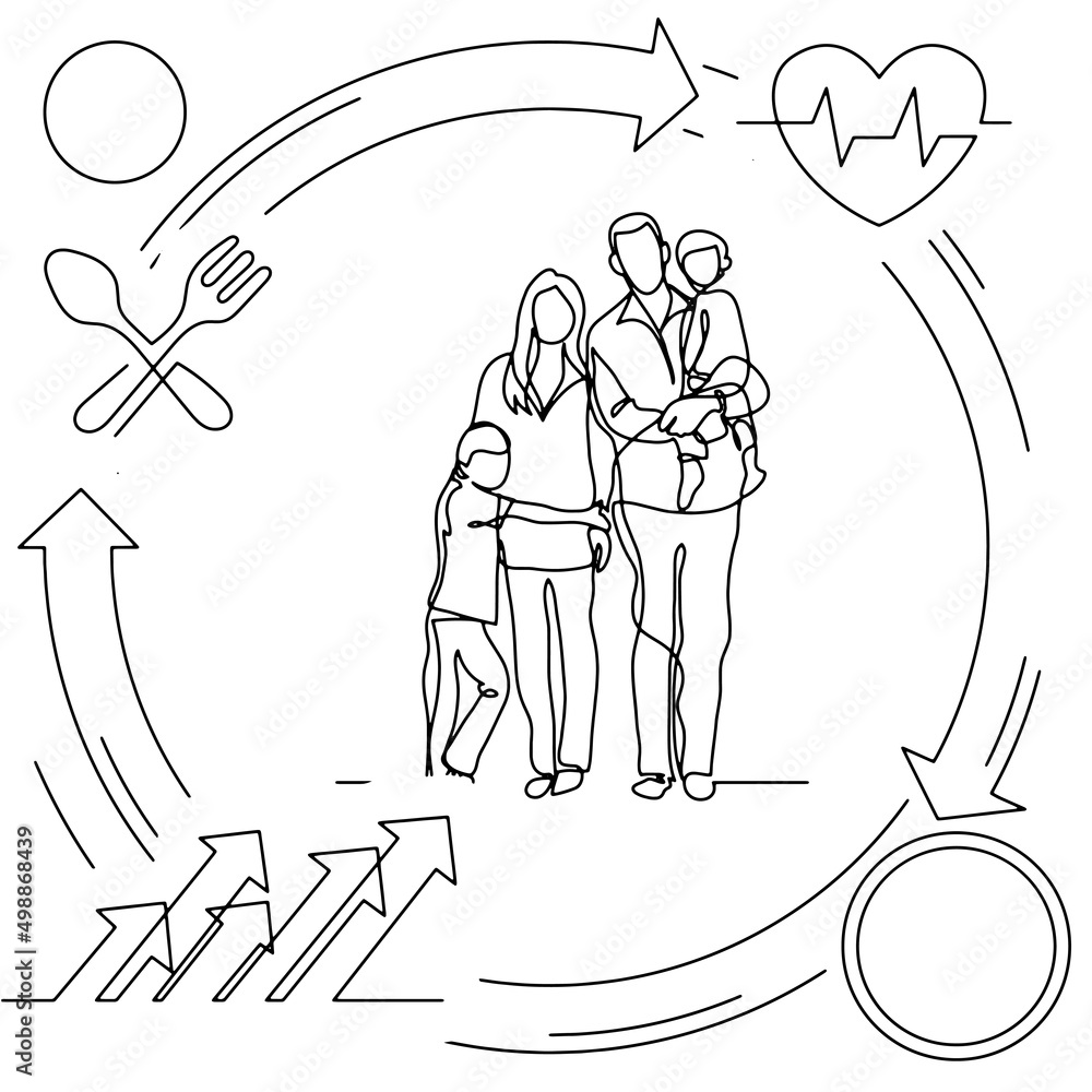 Concept visualization line icon drawing of lifestyle work life family ...