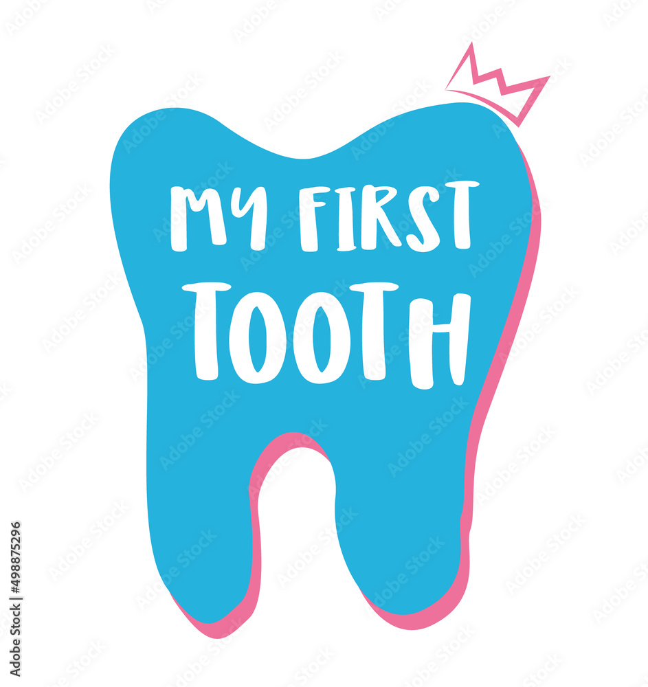 Dental lettering illustration for kids. Typography poster with dental ...