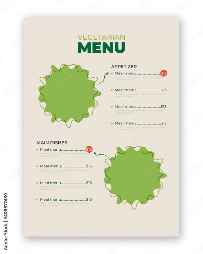 Summer food menu flyer a4 size ready to print green vegetarian Flyer ...