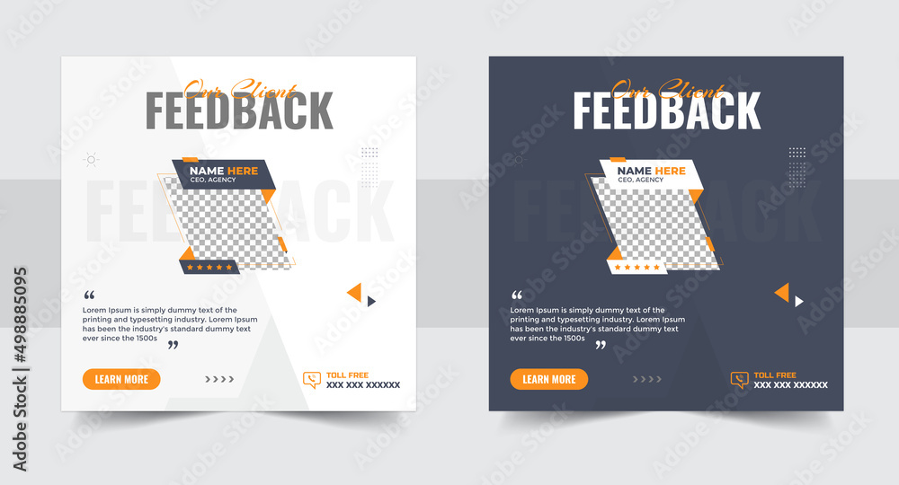 Modern customer feedback review or testimonial social media post or web ...