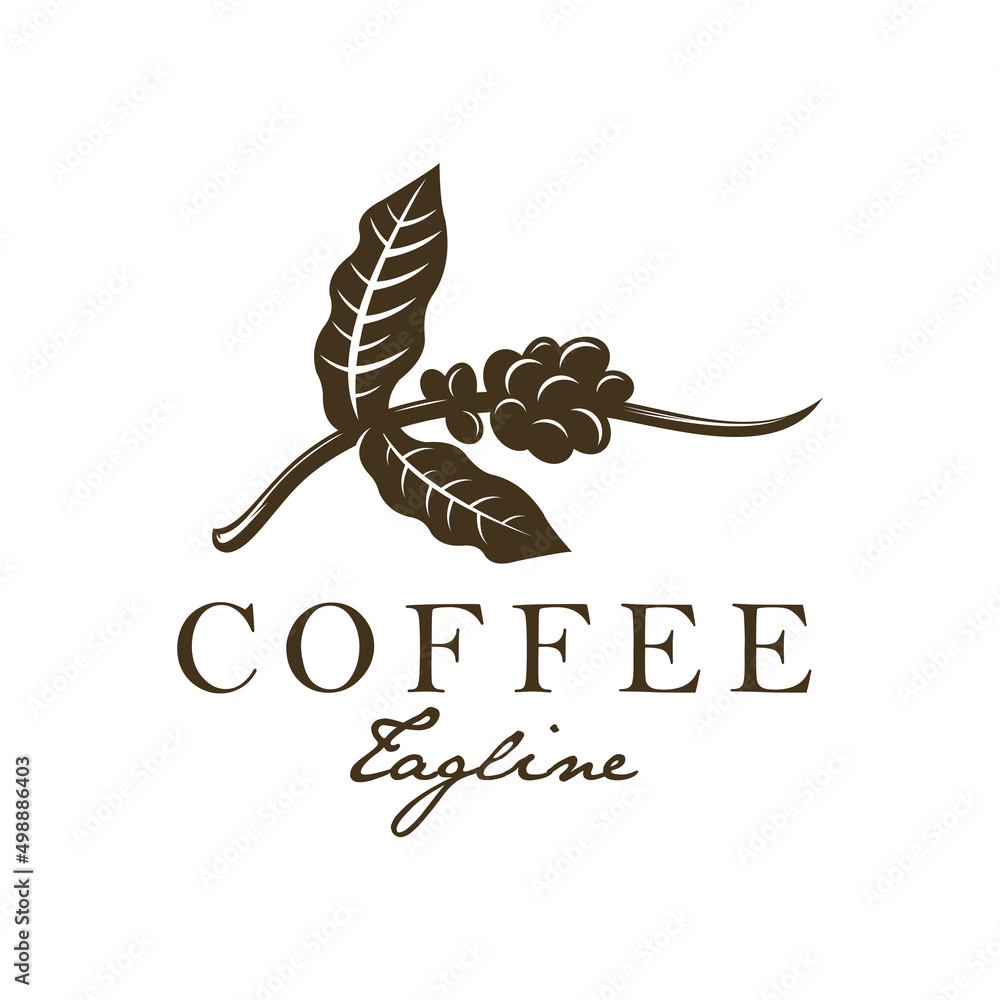vintage coffee branch logo, coffee bean logo, coffee plant logo icon ...