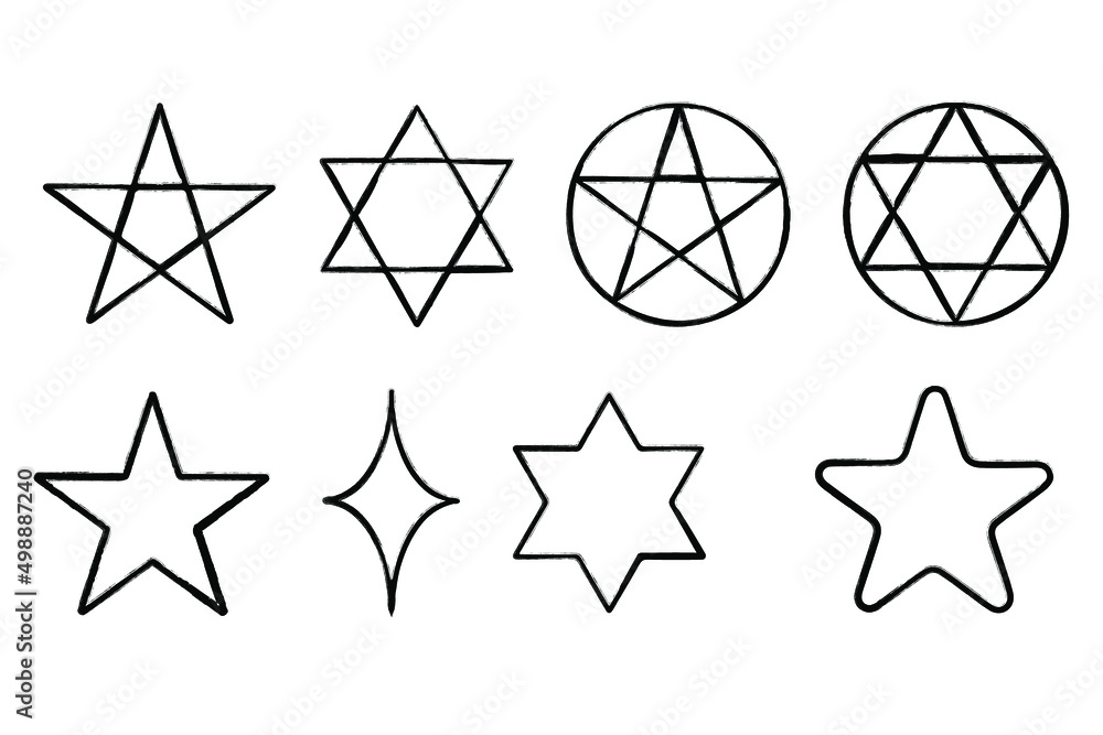 Hand drawn grunge star symbol. Star pictogram pentogram sign. Sketch ...
