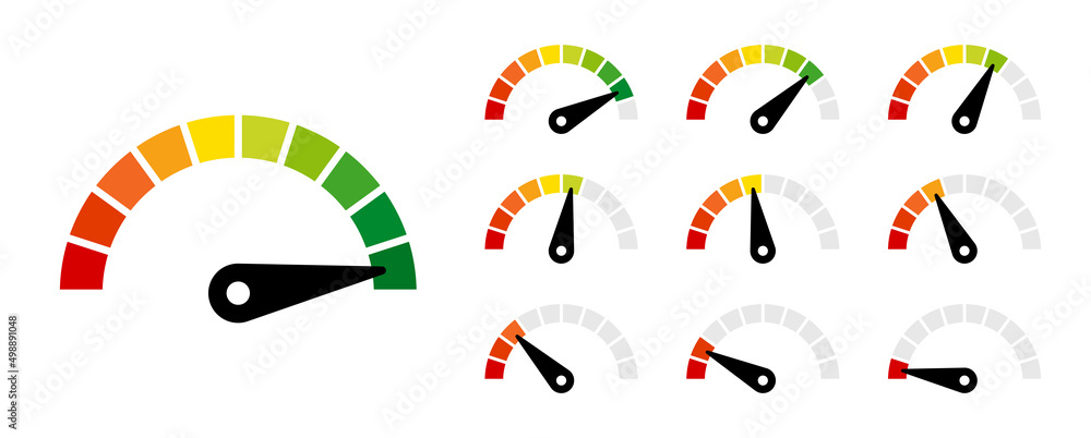 Gauge element from red to green vector illustration. Speedometer icon ...