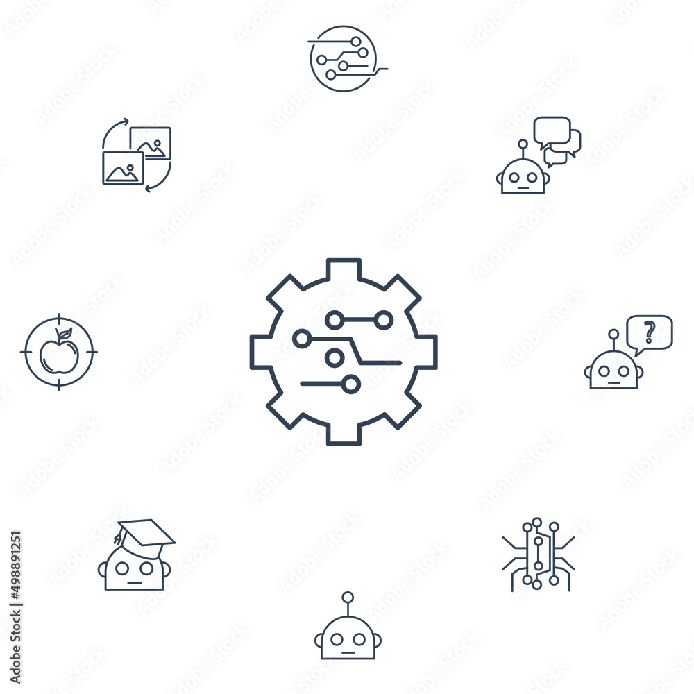 Artificial Intelligence icons set . Artificial Intelligence pack symbol ...
