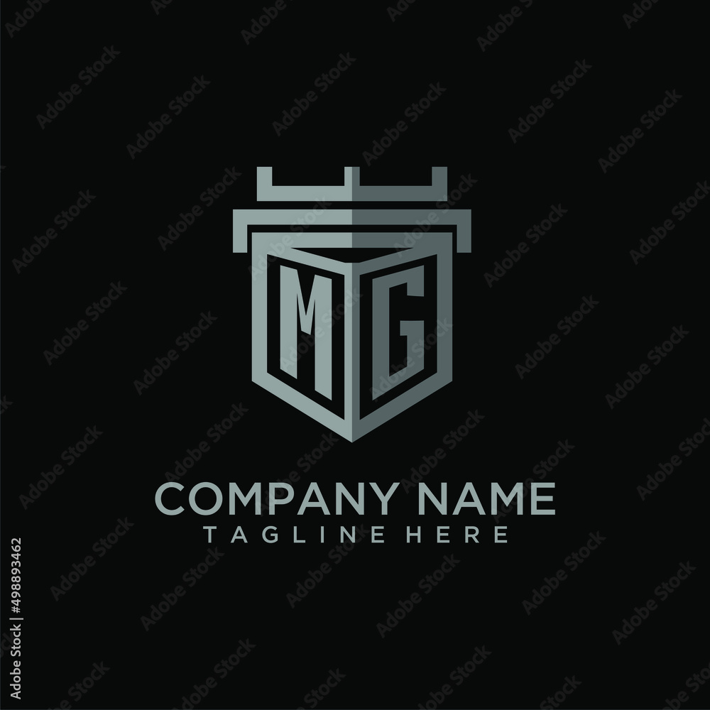 MG monogram logo initial for shield & crown style design Stock Vector ...