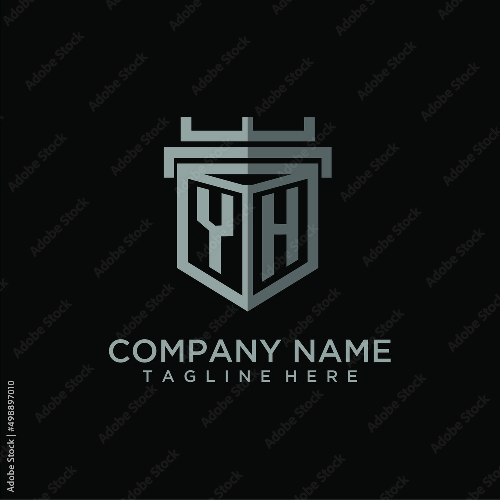 YH monogram logo initial for shield & crown style design Stock Vector | Adobe Stock