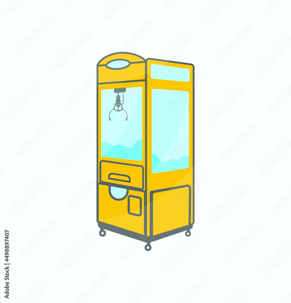 Crane Claw Machine Illustration Vector Icon Design With White ...