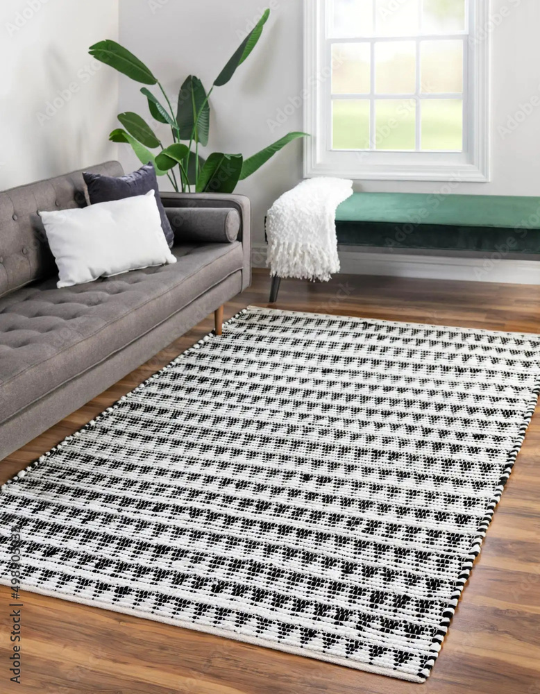 Modern living area floor rug interior room jute rug texture design ...