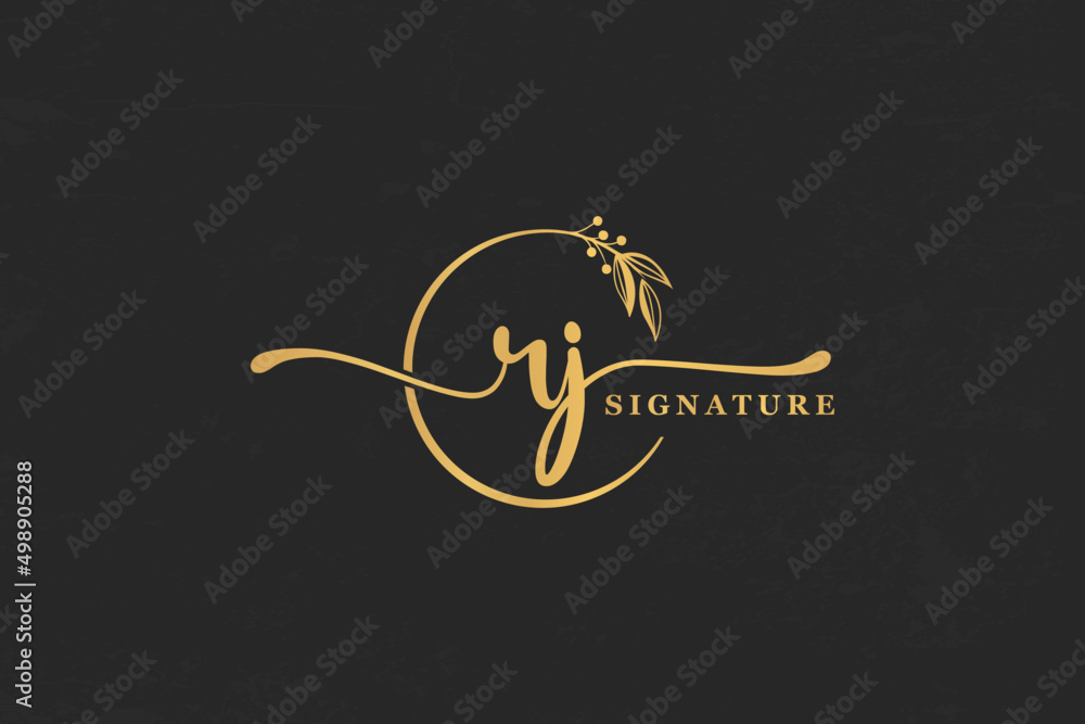golden signature initial letter rj. golden signature Handwriting vector ...