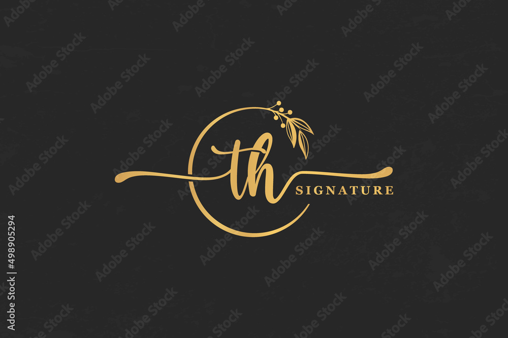 golden signature initial letter th. golden signature Handwriting vector ...