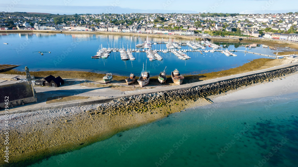 Shipwrecks in Camaret sur Mer harbour in Crozon peninsula; Brittany ...