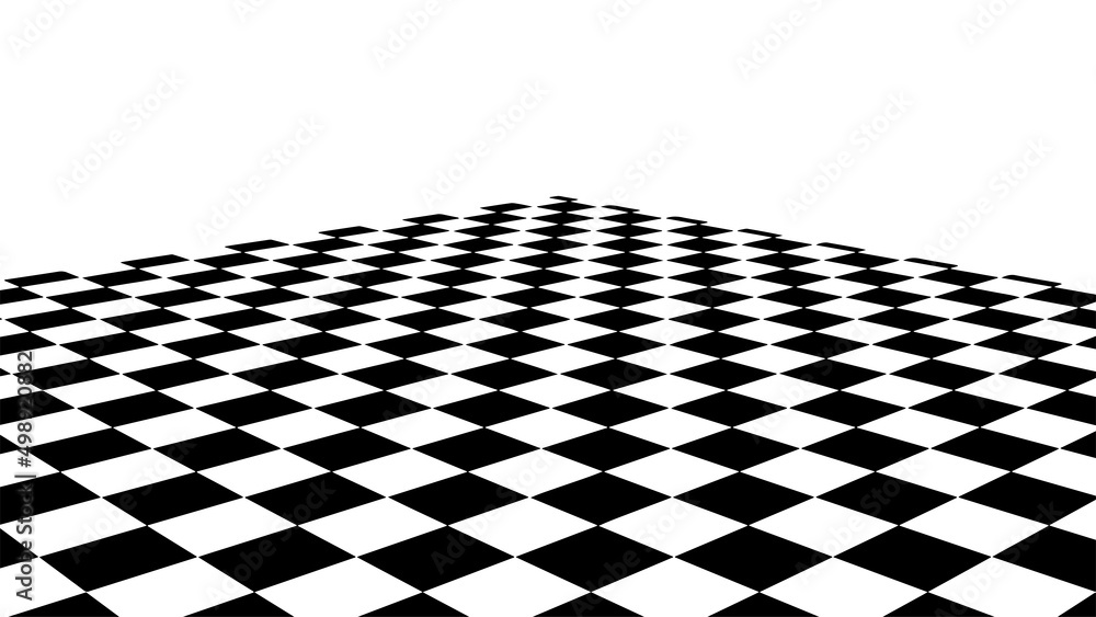 Vector checkerboard perspective grid. Technology wireframe landscape ...