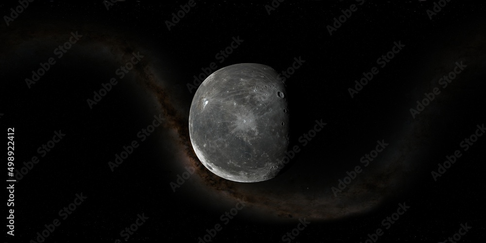 360 degree environment map of an orbital view of the moon in a height ...