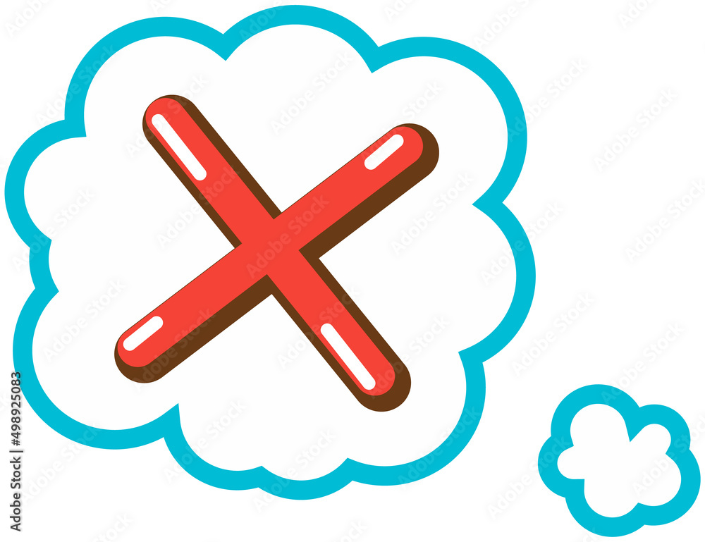 Red cross, symbol of denial, rejection, deletion. Disagree icon in ...