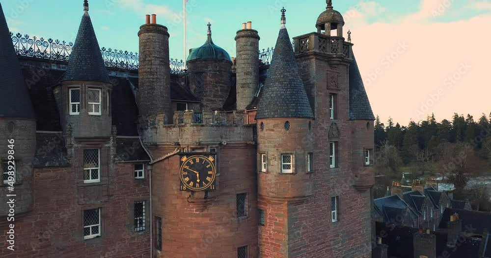 Aerial view of Glamis Castle in Scotland Stock Video | Adobe Stock