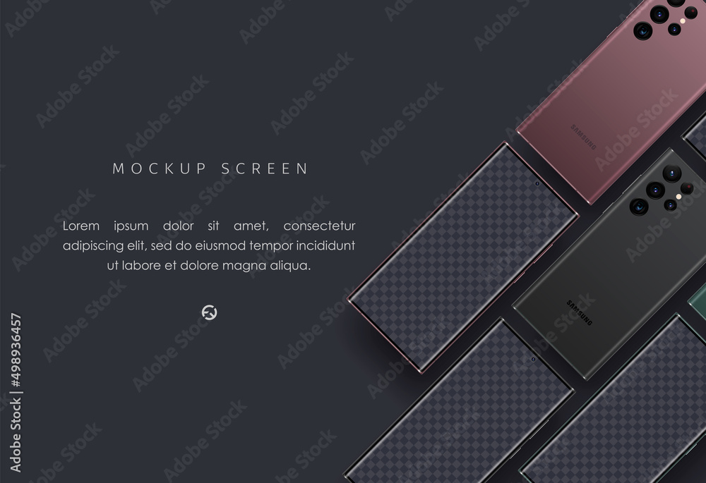 Realistic Samsung Galaxy S22 Ultra screen mockup / banner. Ready layout ...