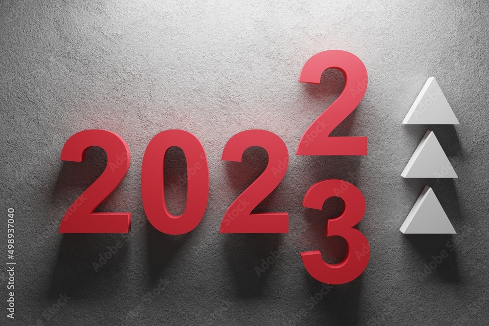 cgi render image of the number 2022 changing to 2023, concept image for ...