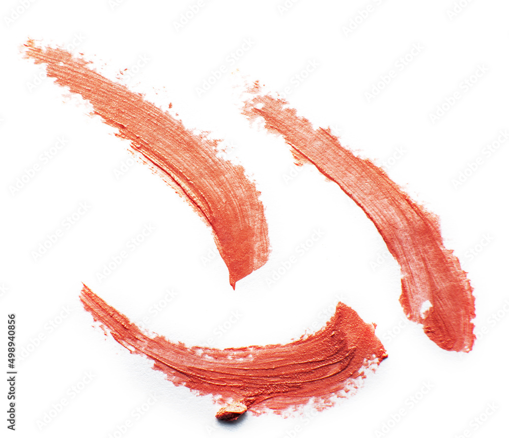 Lipstick smear smudge swatch isolated on white background. Cream makeup ...