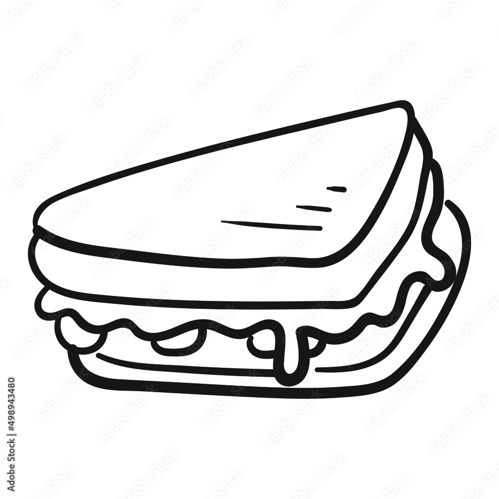 hand drawing style of sandwich line art icon vector. Suitable for junk ...