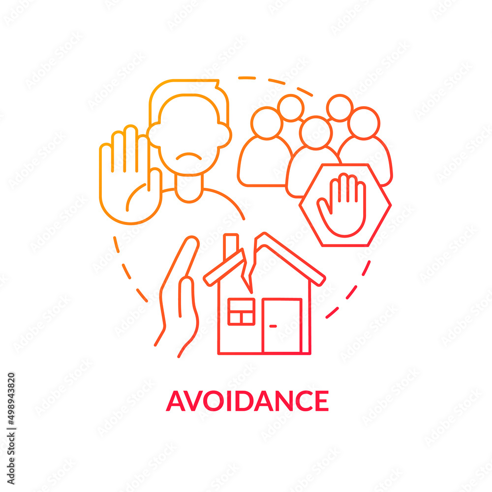 Avoidance red gradient concept icon. Keep away from trauma related ...
