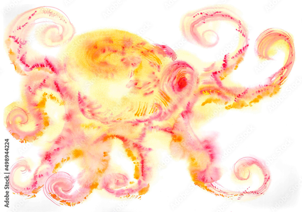 Bright watercolor stylized animalistic illustration. Cute cartoon ...