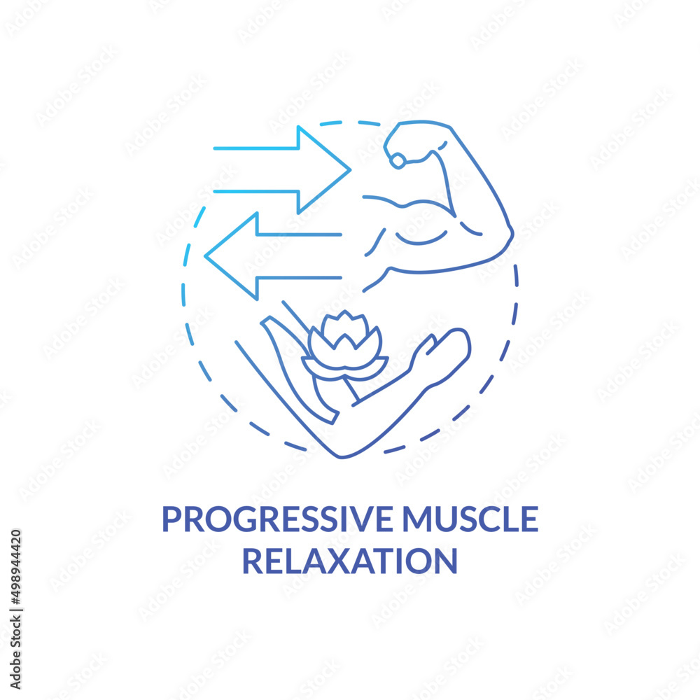Progressive muscle relaxation blue gradient concept icon. Body therapy ...