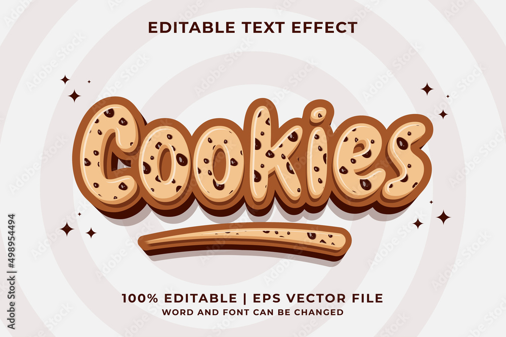 Editable text effect Cookies 3d Cartoon template style premium vector ...