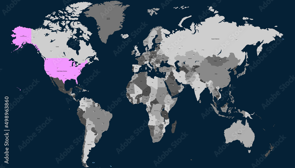 World map. United States of America map. USA. Stock Vector | Adobe Stock