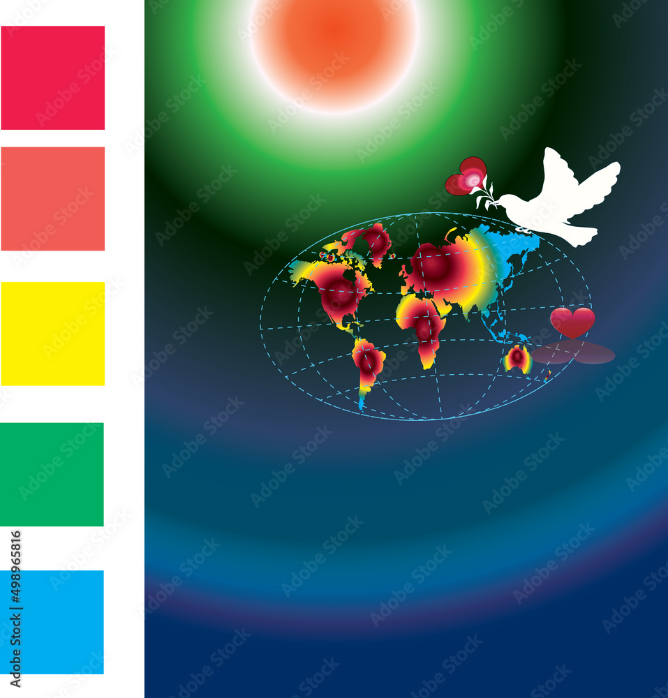 Illustration of loving peace on the Earth with White pigeon carrying ...