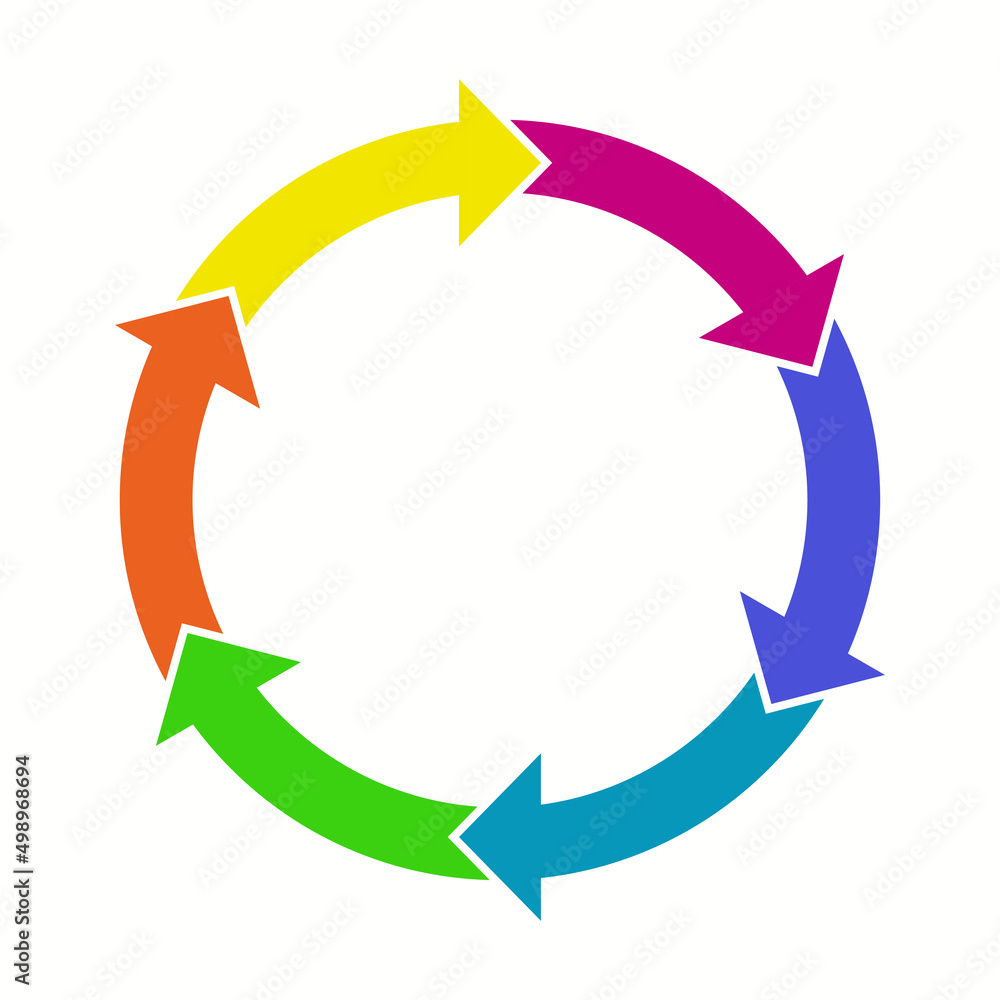 Six arrows cycle chart. Clipart image isolated on white background ...