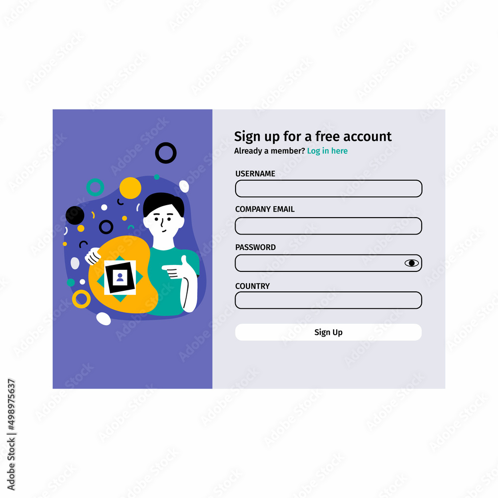 Account login and password form page on screen. Login page. sign up web ...