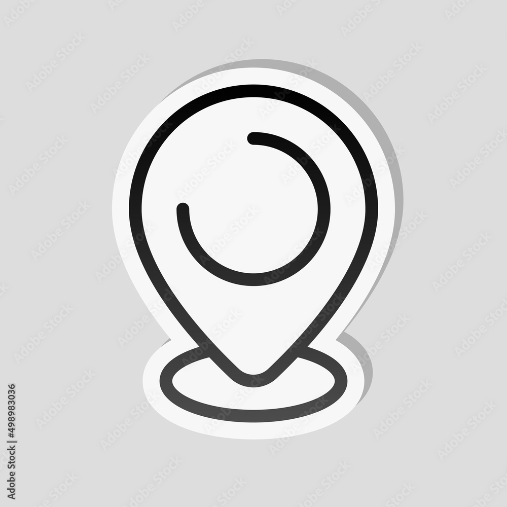 Location point, map marker, simple pin icon. Linear sticker, white ...