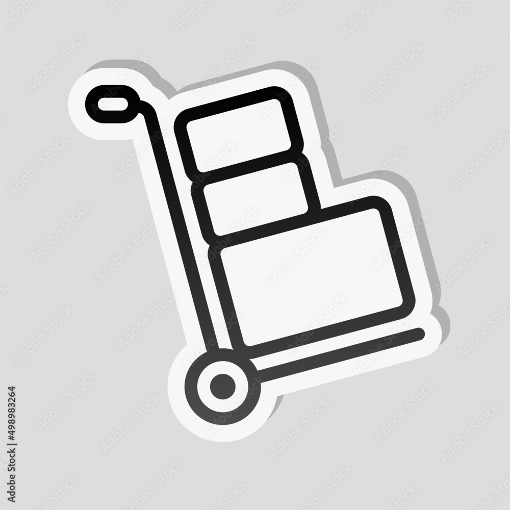 Handcart with boxes, moving packages, simple business icon. Linear ...