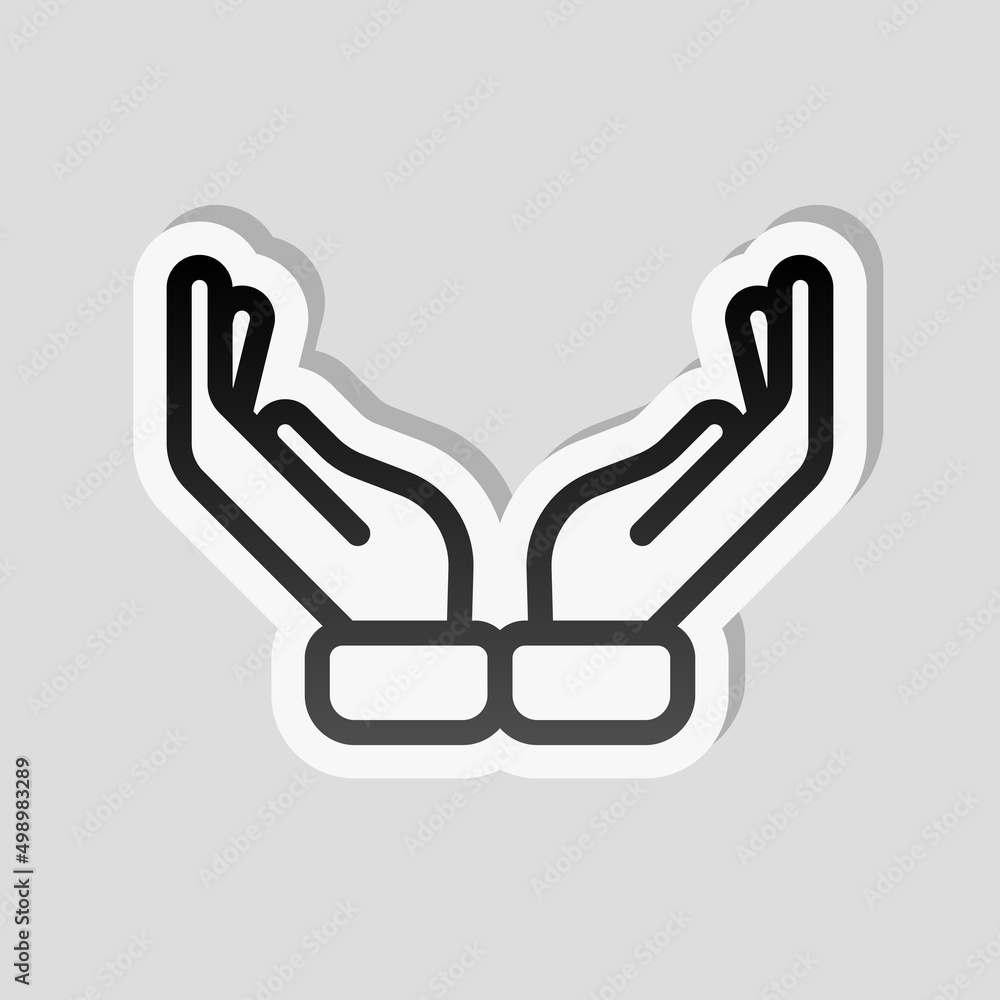 Praying Hands Emoji Symbol Simple Icon Linear Sticker White Border Praying Hands Emoji Symbol Simple Icon Linear Sticker White Border