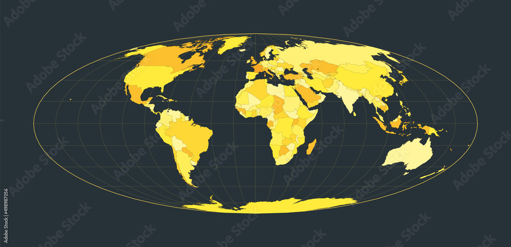 World Map. Bromley projection. Futuristic world illustration for your ...
