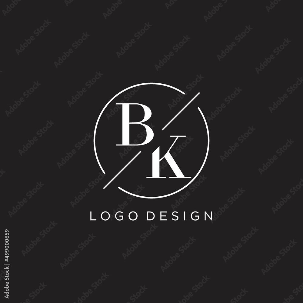 Letter BK logo with simple circle line. Creative look monogram logo ...