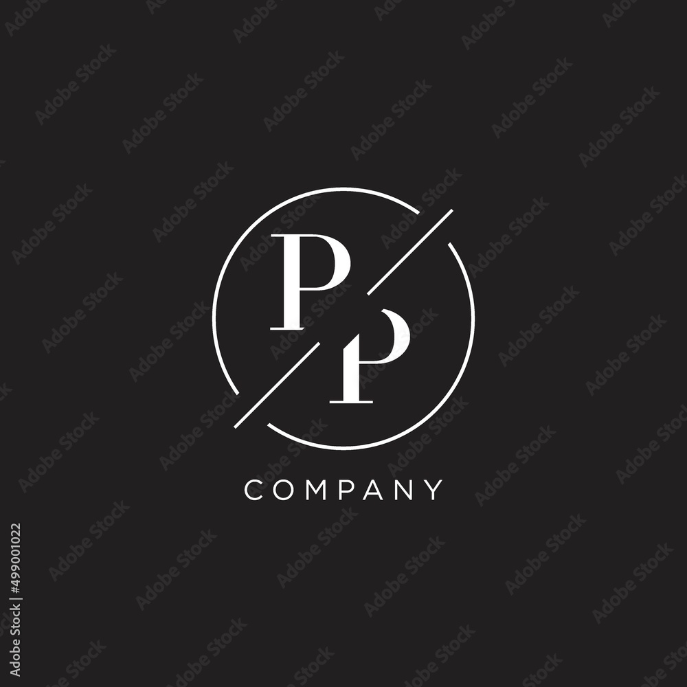 Vetor de Letter PP logo with simple circle line. Creative look monogram ...