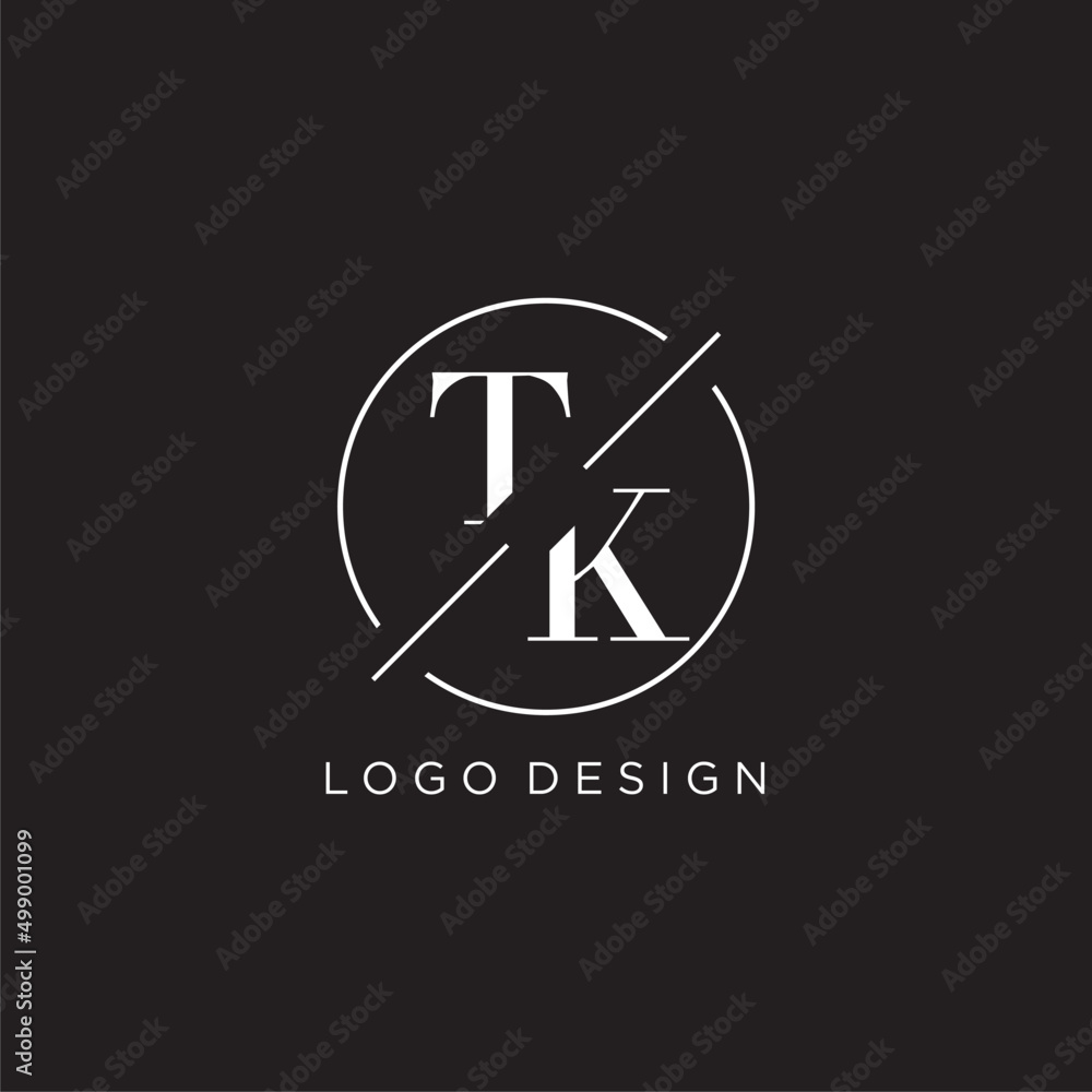 Letter TK logo with simple circle line. Creative look monogram logo ...