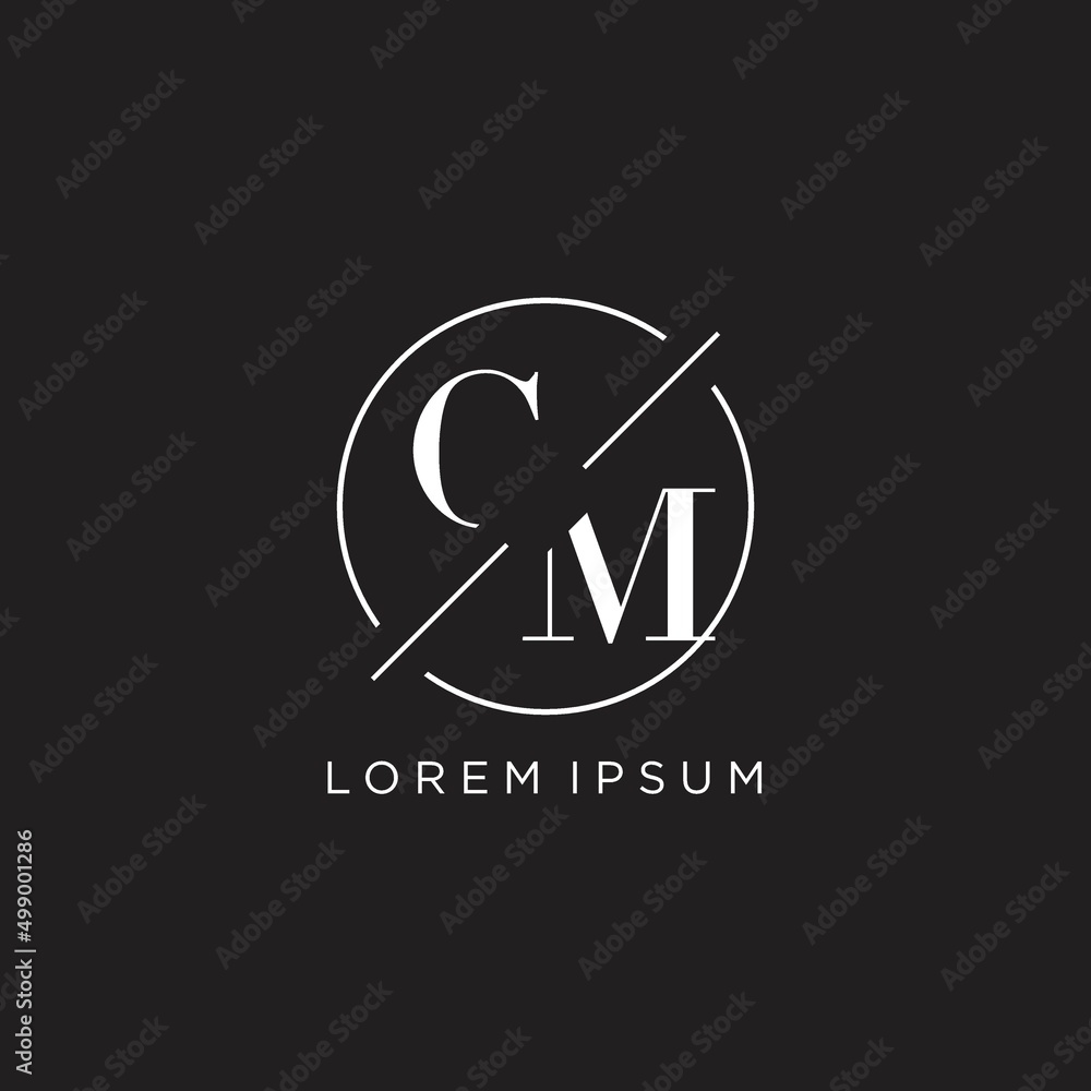 Letter CM logo with simple circle line. Creative look monogram logo ...