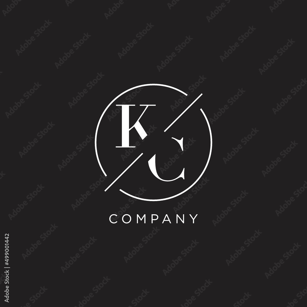 Letter KC logo with simple circle line. Creative look monogram logo ...
