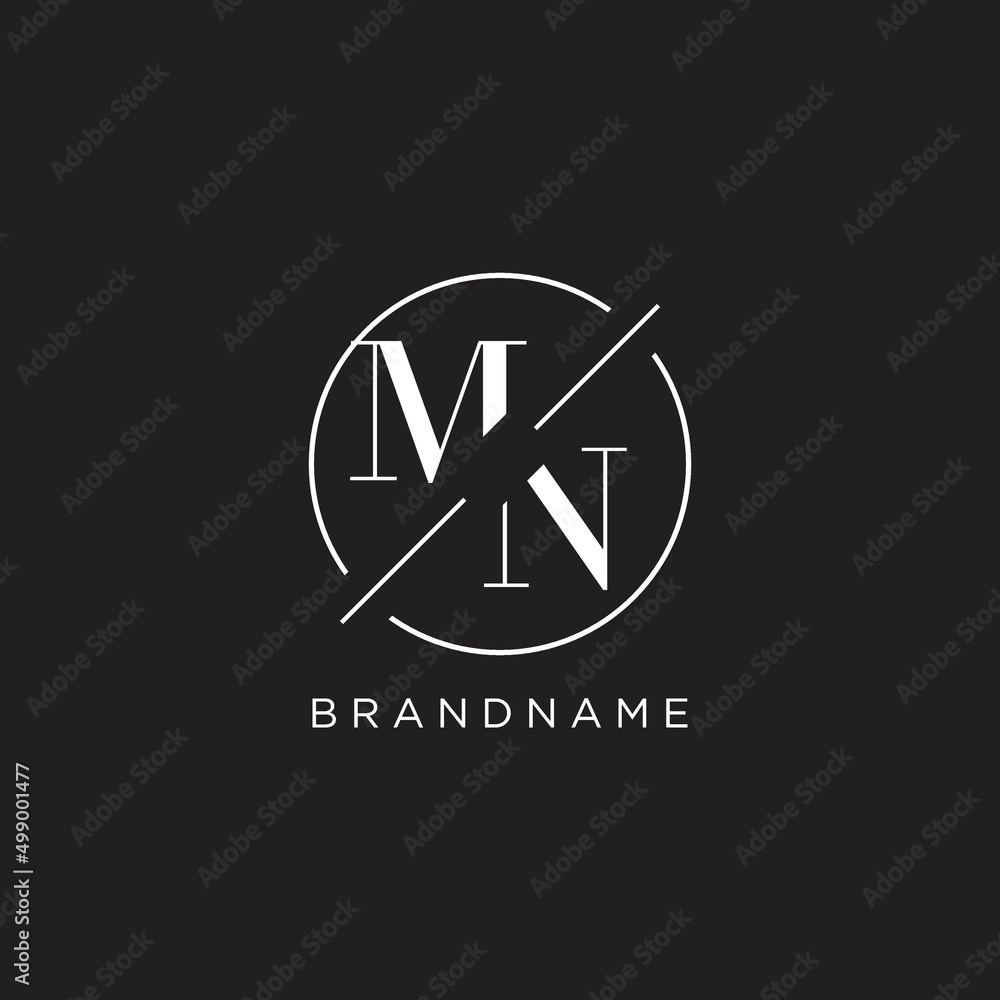Letter MN logo with simple circle line. Creative look monogram logo ...