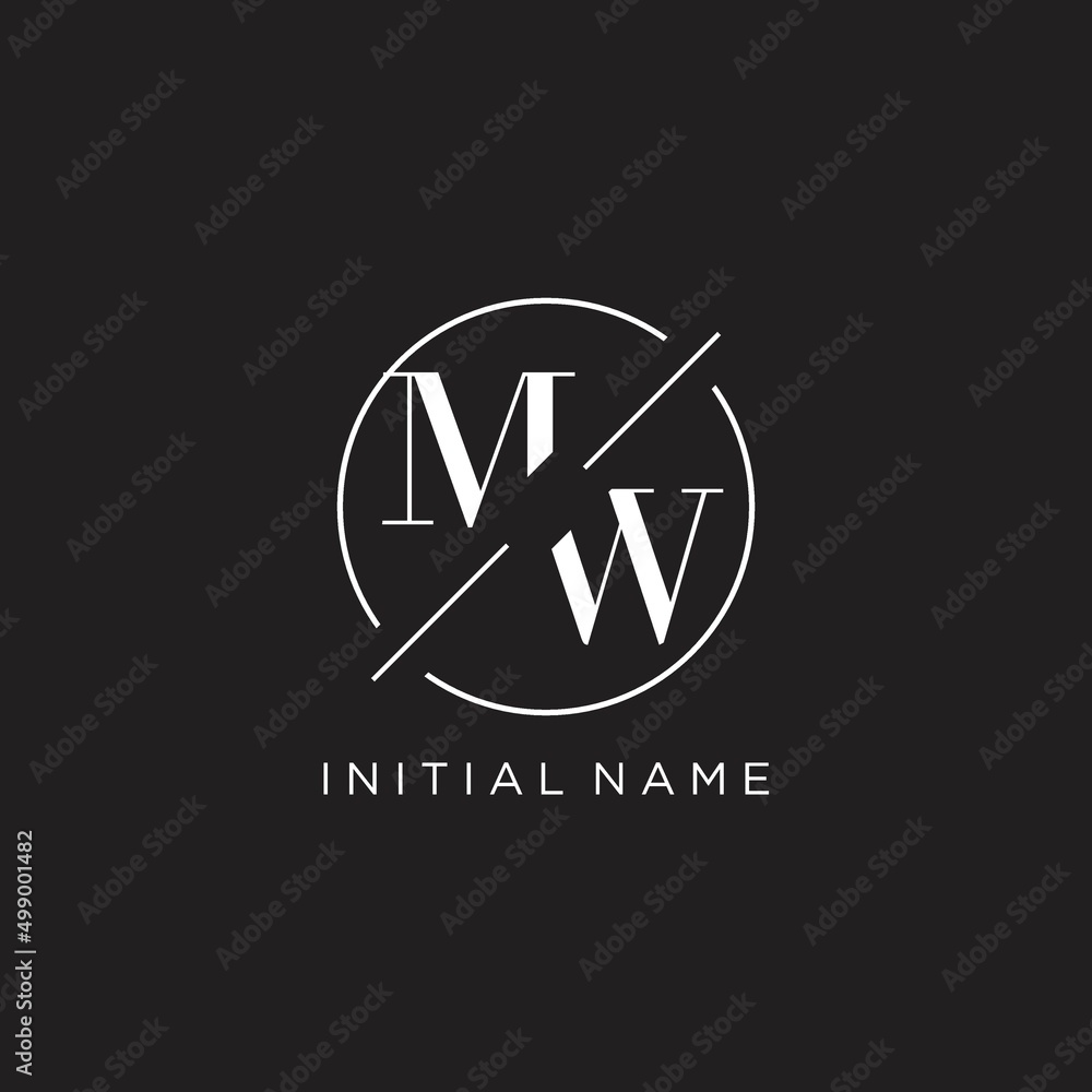 Letter MW logo with simple circle line. Creative look monogram logo ...