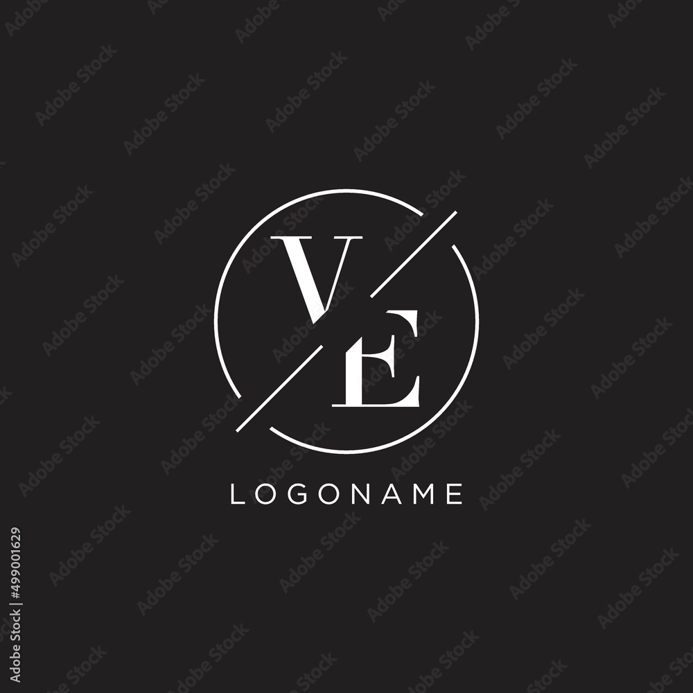 Letter VE logo with simple circle line. Creative look monogram logo ...