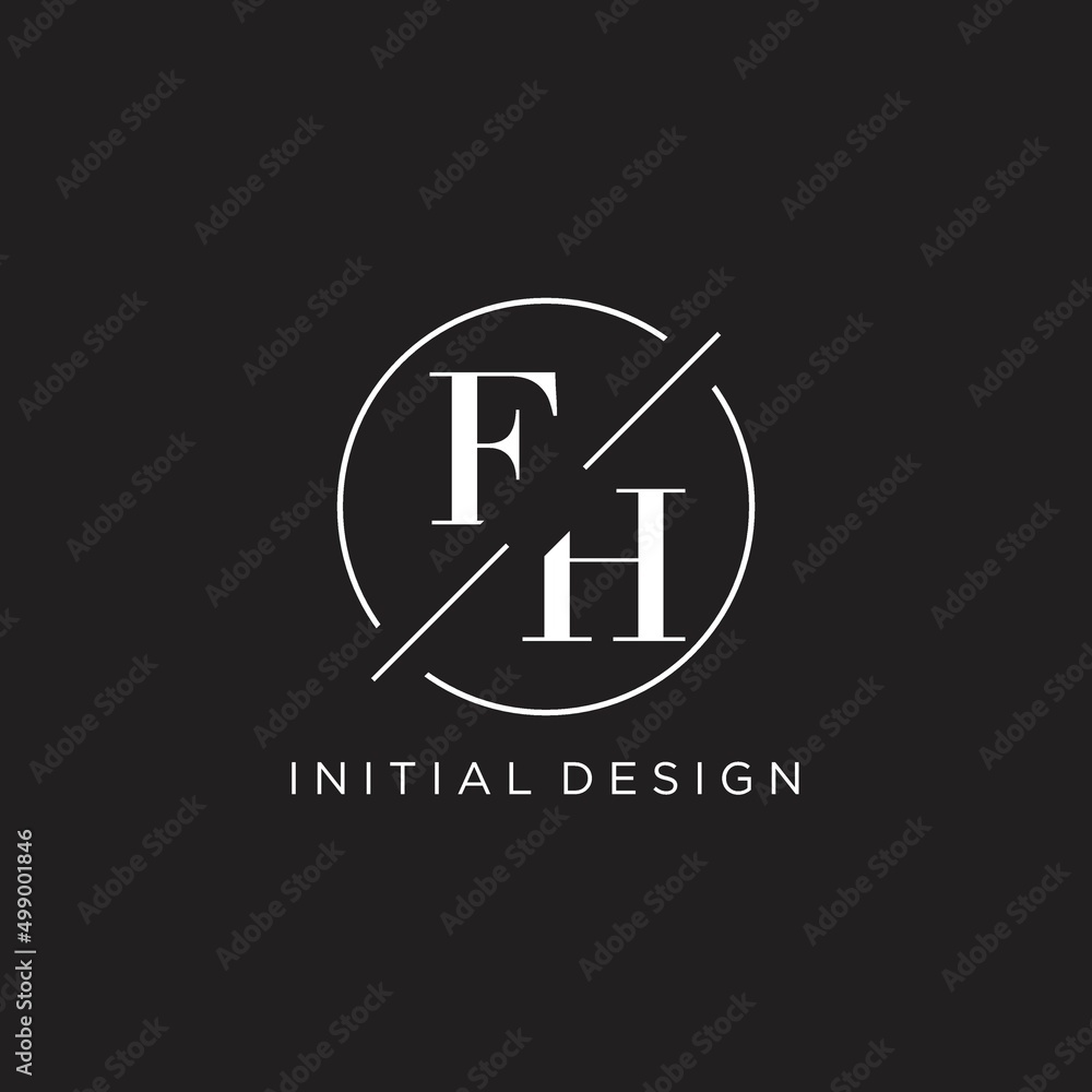Letter FH logo with simple circle line. Creative look monogram logo ...
