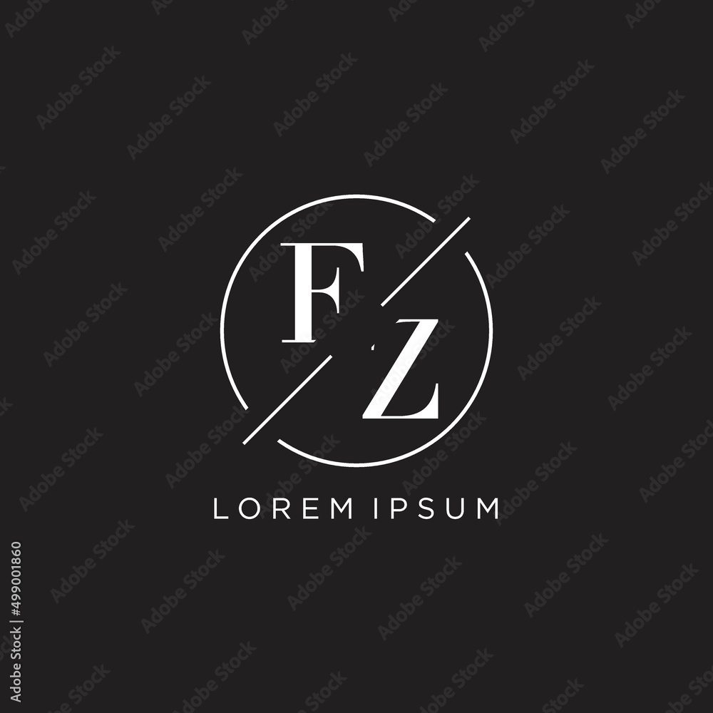 Letter FZ logo with simple circle line. Creative look monogram logo ...