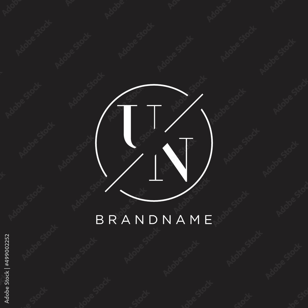Letter UN logo with simple circle line. Creative look monogram logo ...
