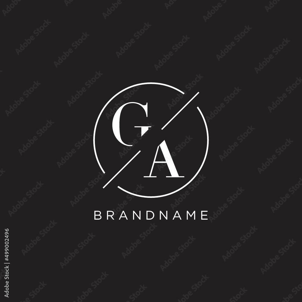 Letter GA logo with simple circle line. Creative look monogram logo ...