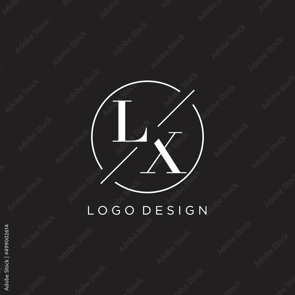 Letter LX logo with simple circle line. Creative look monogram logo ...