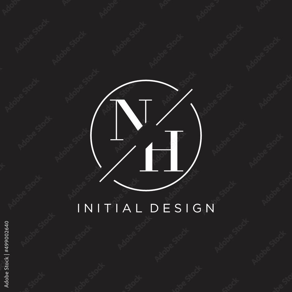 Letter NH logo with simple circle line. Creative look monogram logo ...