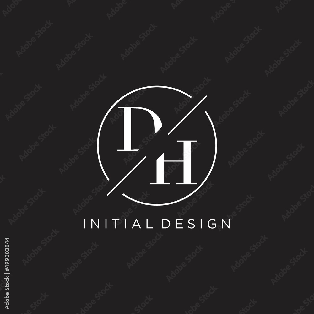 Letter DH logo with simple circle line. Creative look monogram logo ...